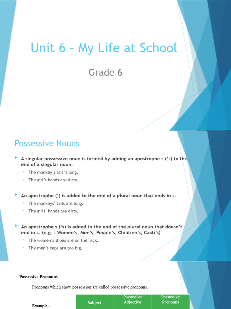 Unit 6 – My Life at School | PDF | Noun | Grammatical Number