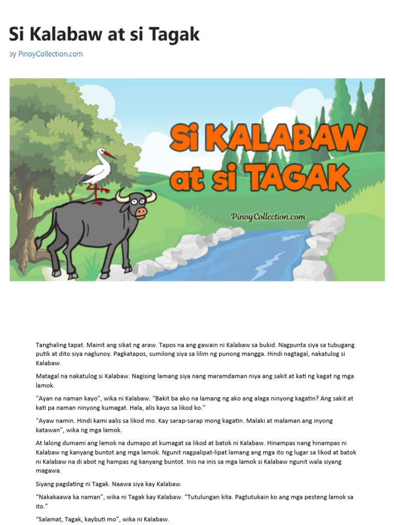 Si Kalabaw at Si Tagak | PDF
