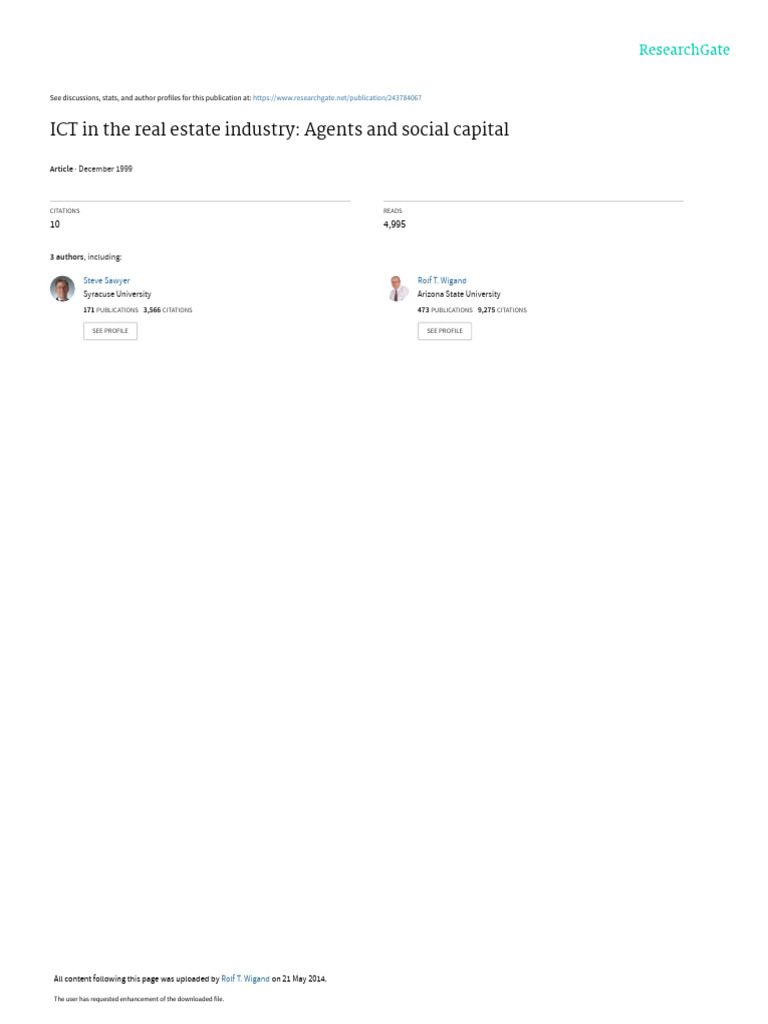 ICT in The Real Estate Industry Agents and Social | PDF | Social Network | Educational Technology