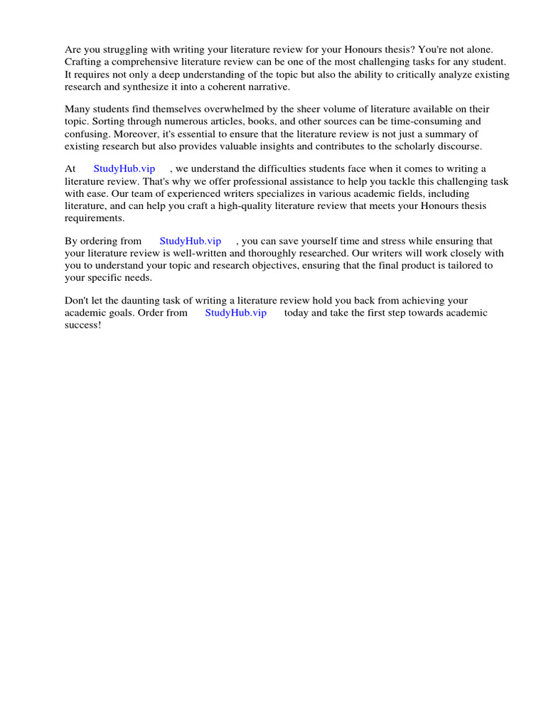 Honours Literature Review Example | PDF | Literature Review | Citation