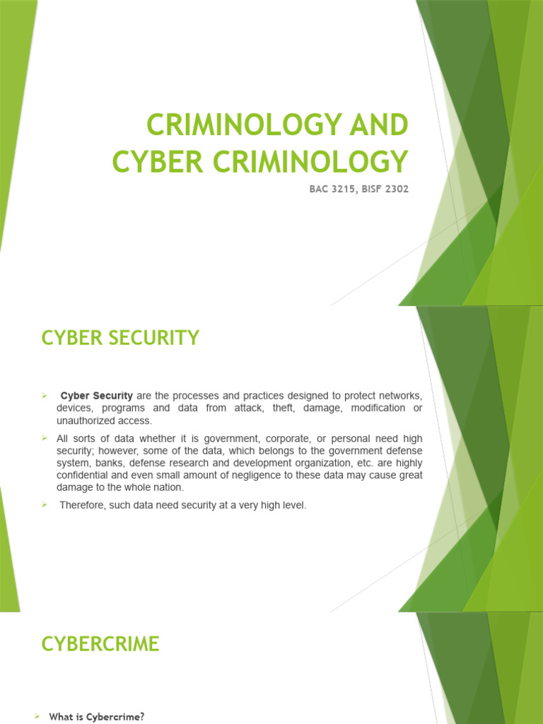 Lect 1 Introduction To Cyber Criminology | PDF | Cybercrime | Computer Security