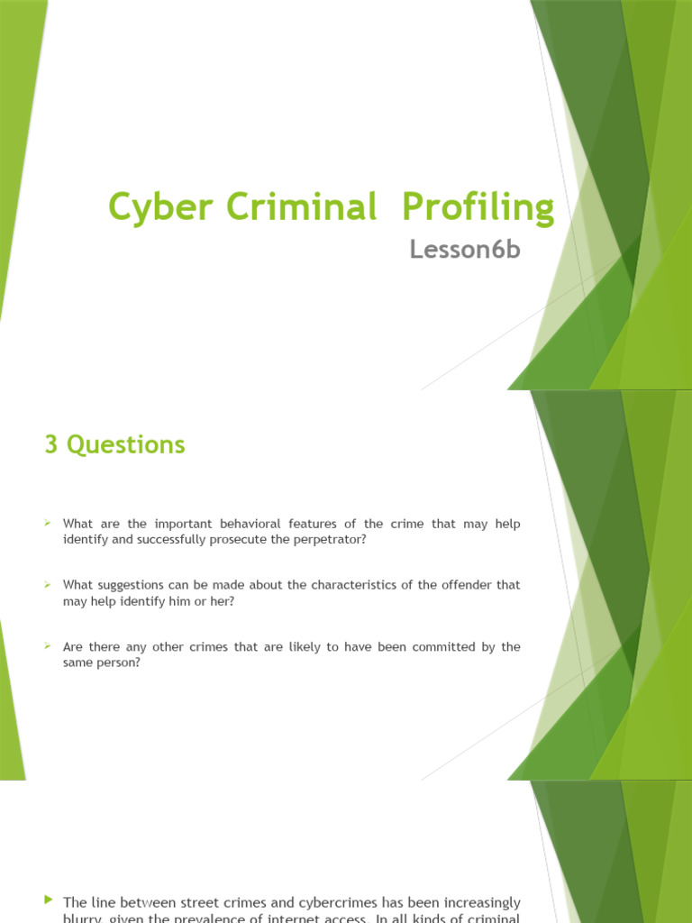 Lesson6b Cybercriminal Profiling | PDF | Offender Profiling | Crimes