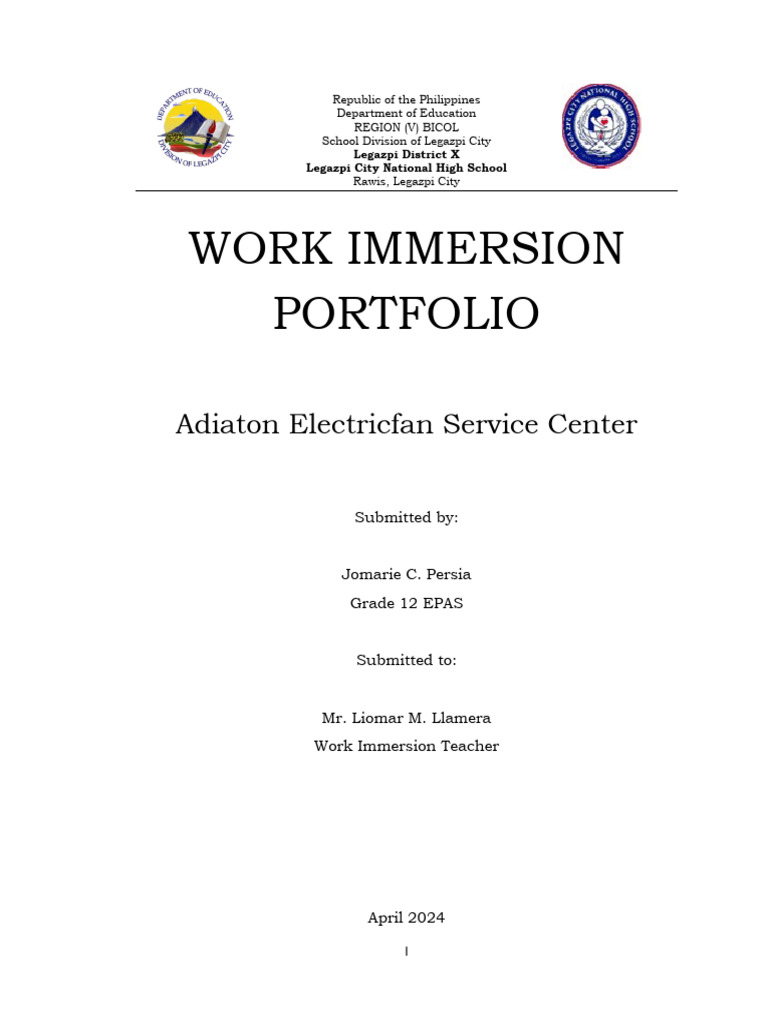 Work Immersion Portfolio by Jom | PDF | Social Science