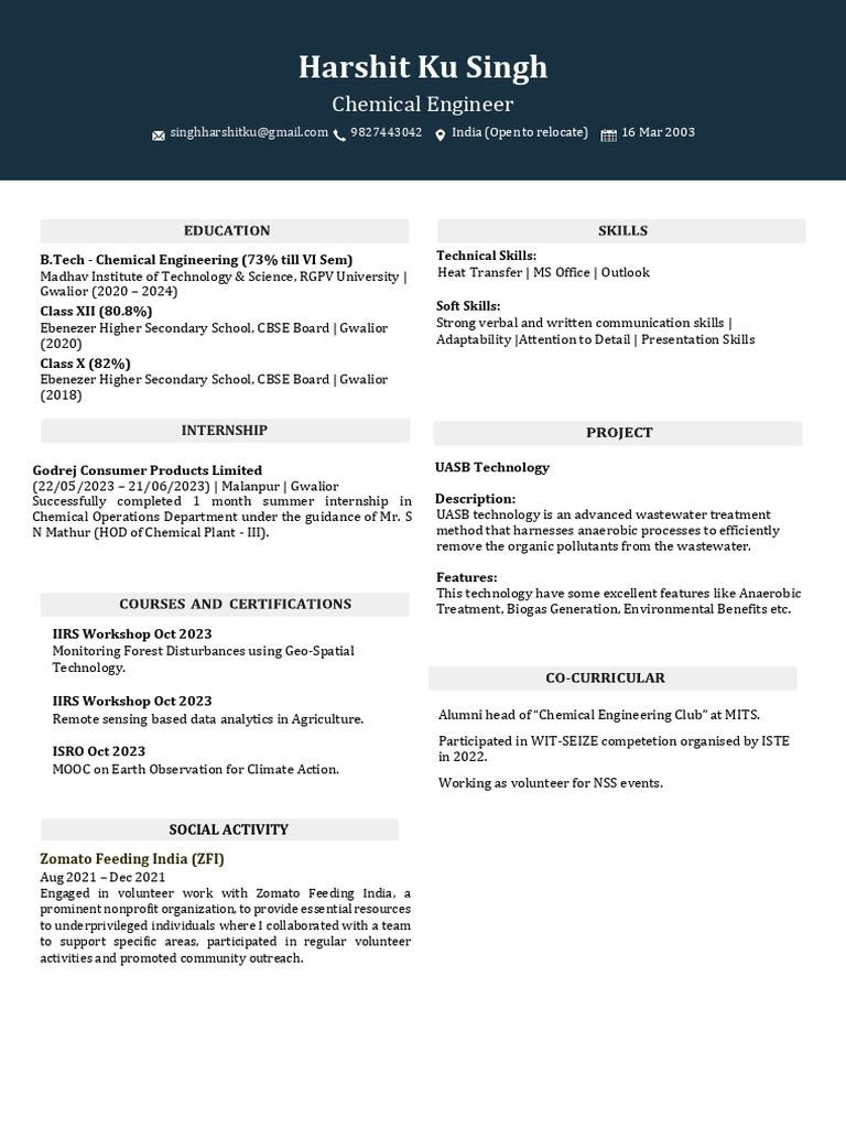Harshit Resume | PDF | Environment | Natural Environment