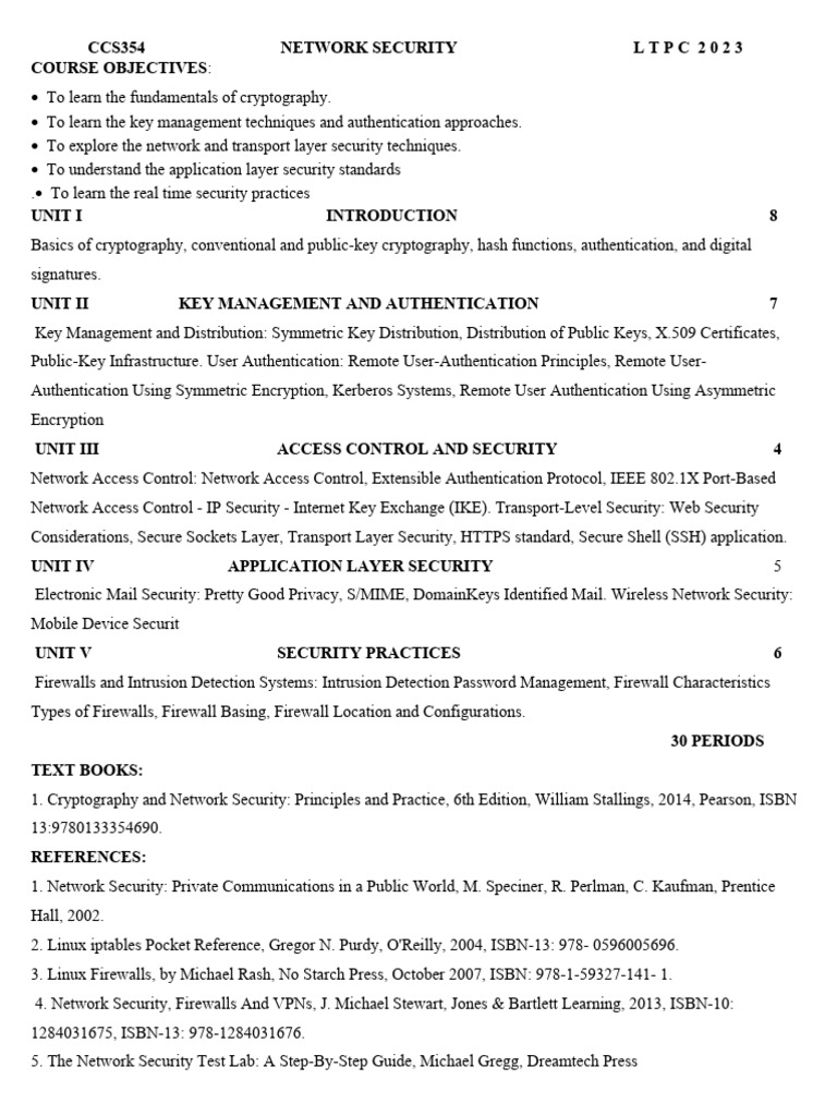 Network Security Syllabus | PDF | Computer Network | Public Key ... Network Security Syllabus | PDF | Computer Network | Public Key ...