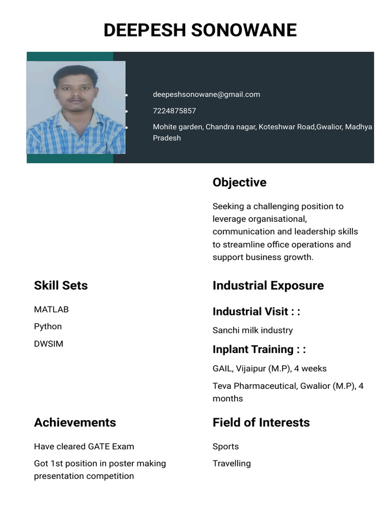 Deepesh Sonowane - Technical Resume | PDF