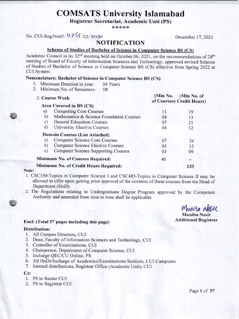 BSCS Structure SP22 Onwards | PDF | Computer Network | Conceptual Model