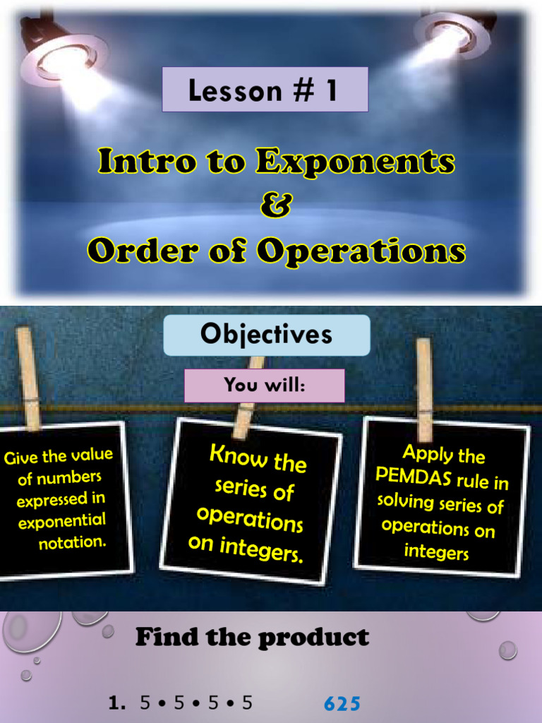 Exponents and Series of Operations On Integers | Download Free PDF ...