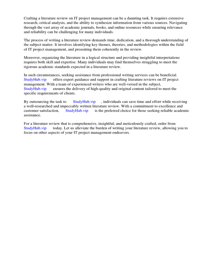 Literature Review On It Project Management | PDF | Methodology | Citation