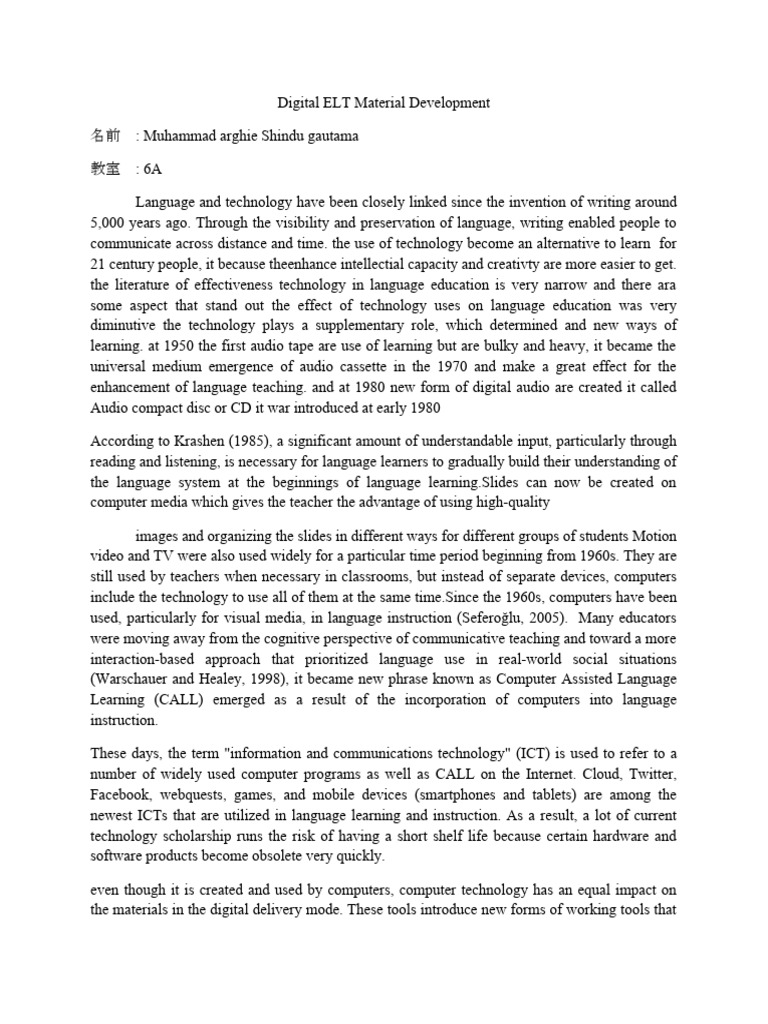 Digital ELT Material Development | PDF | Information And Communications ...
