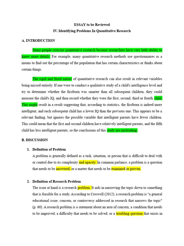 ESSAY To Be Reviewed | PDF | Methodology | Quantitative Research