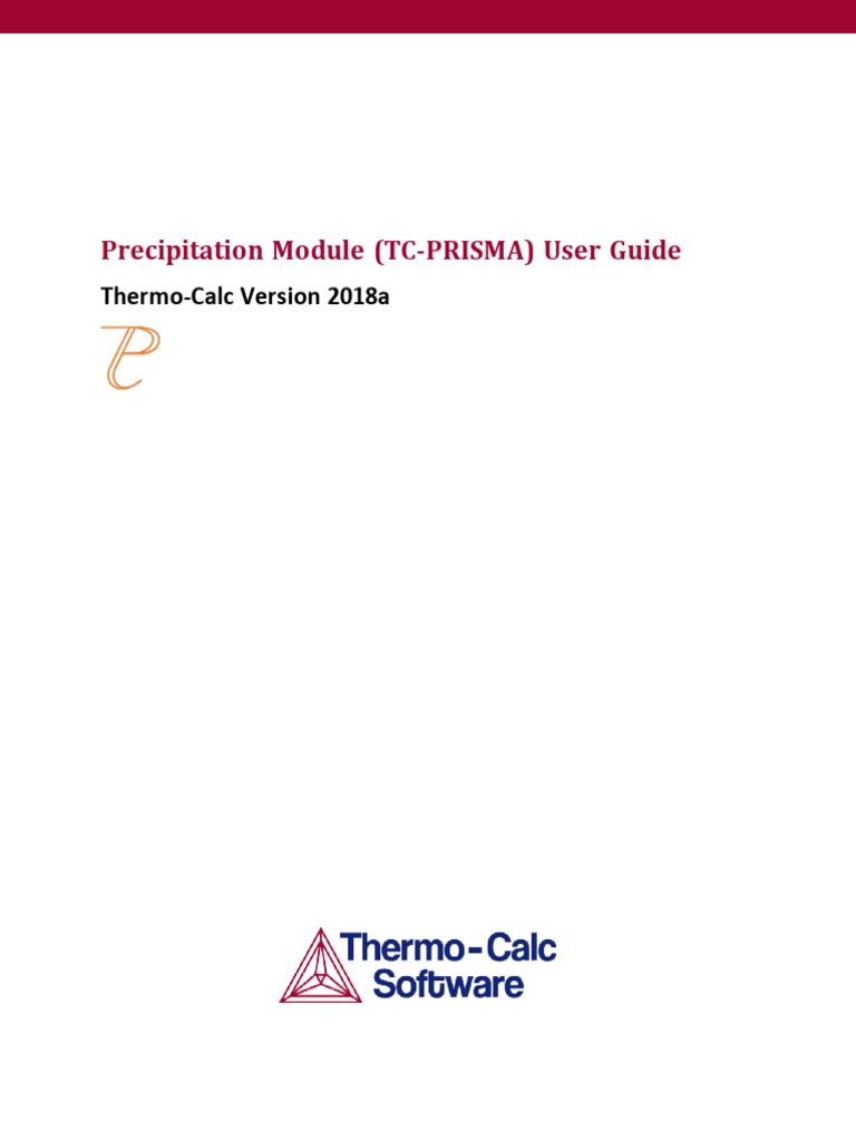 Precipitation Module (TC-PRISMA) User Guide. Thermo-Calc Version 2018a ...