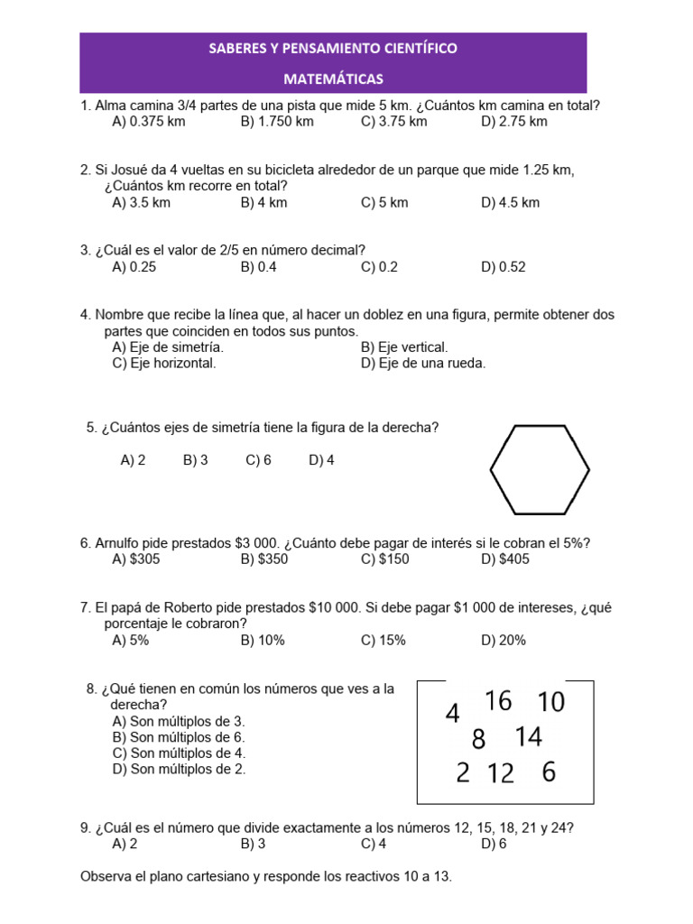 Examen de Matematicas Segundo Trimestre | PDF | Metrología | Unidades de medida