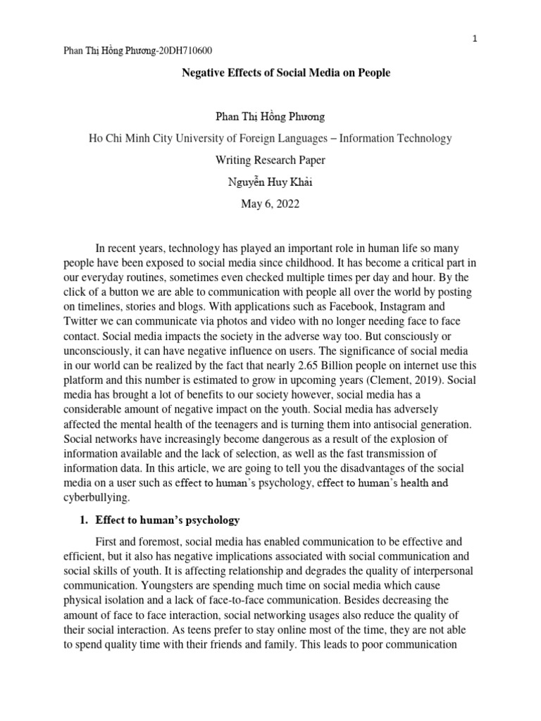 Nagative Effcts of Social Media On Students | Download Free PDF ...