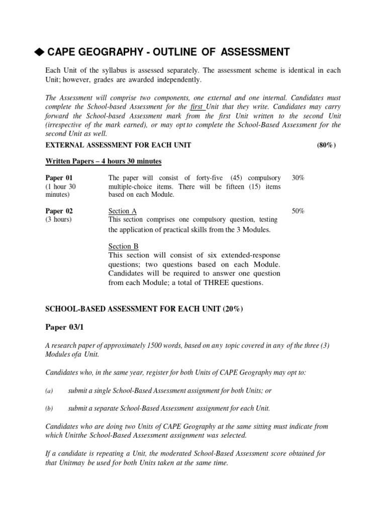 Internal Assessment (SBA) Guidelines | PDF | Educational Assessment | Cognition