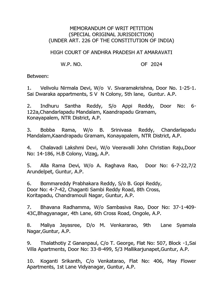 Memorandum of Writ Petition | PDF | Deed | Receipt