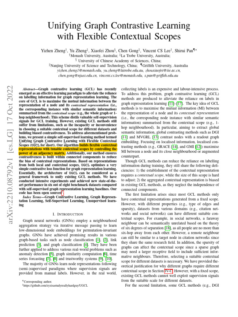 Unifying Graph Contrastive Learning With Flexible Contextual Scopes ... Unifying Graph Contrastive Learning With Flexible Contextual Scopes ...