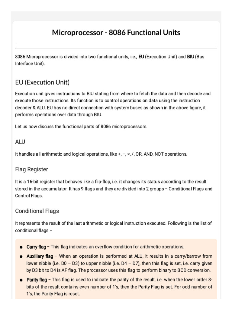 Microprocessor - 8086 Functional Units | PDF | Central Processing Unit | Computer Data