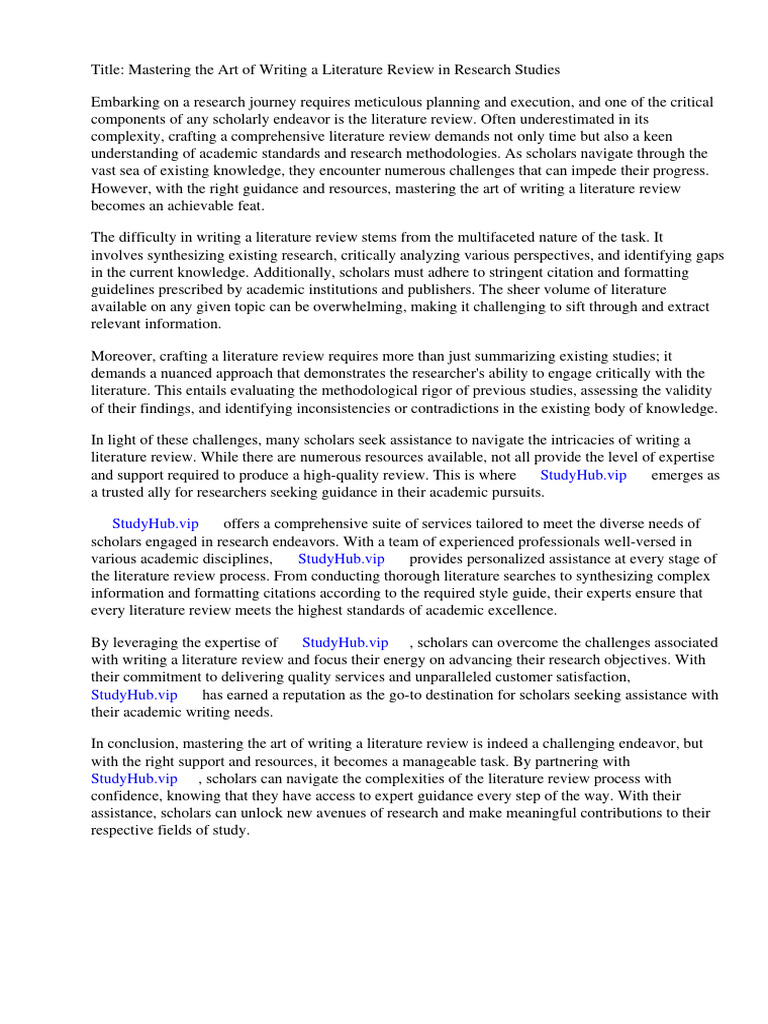 How To Write Literature Review in Research Study | PDF | Systematic ...