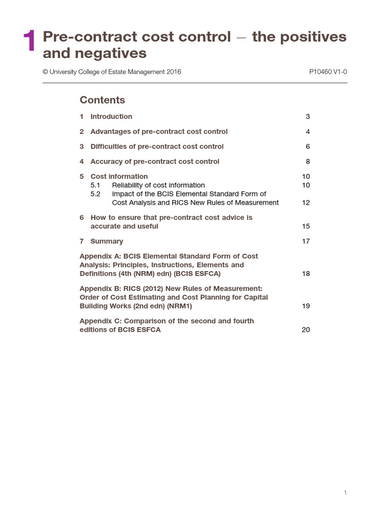 Paper 10460 v1-0 - Pre-Contract Cost Control - The Positives and ...