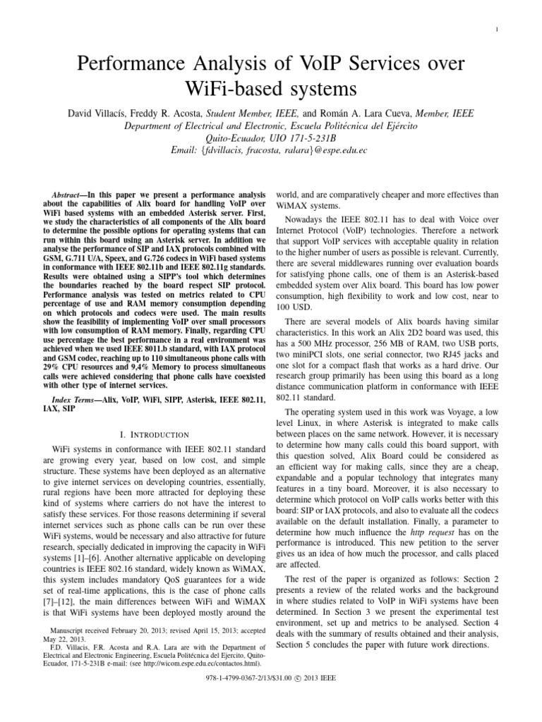 Performance Analysis of VoIP Services Over | PDF | Voice Over Ip | Session Initiation Protocol