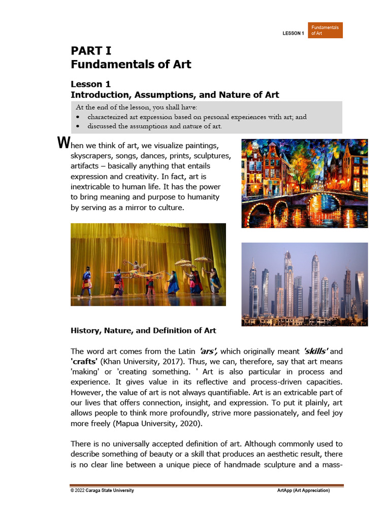 Art Appreciation Lesson 1 Merged | PDF | The Arts | Paintings