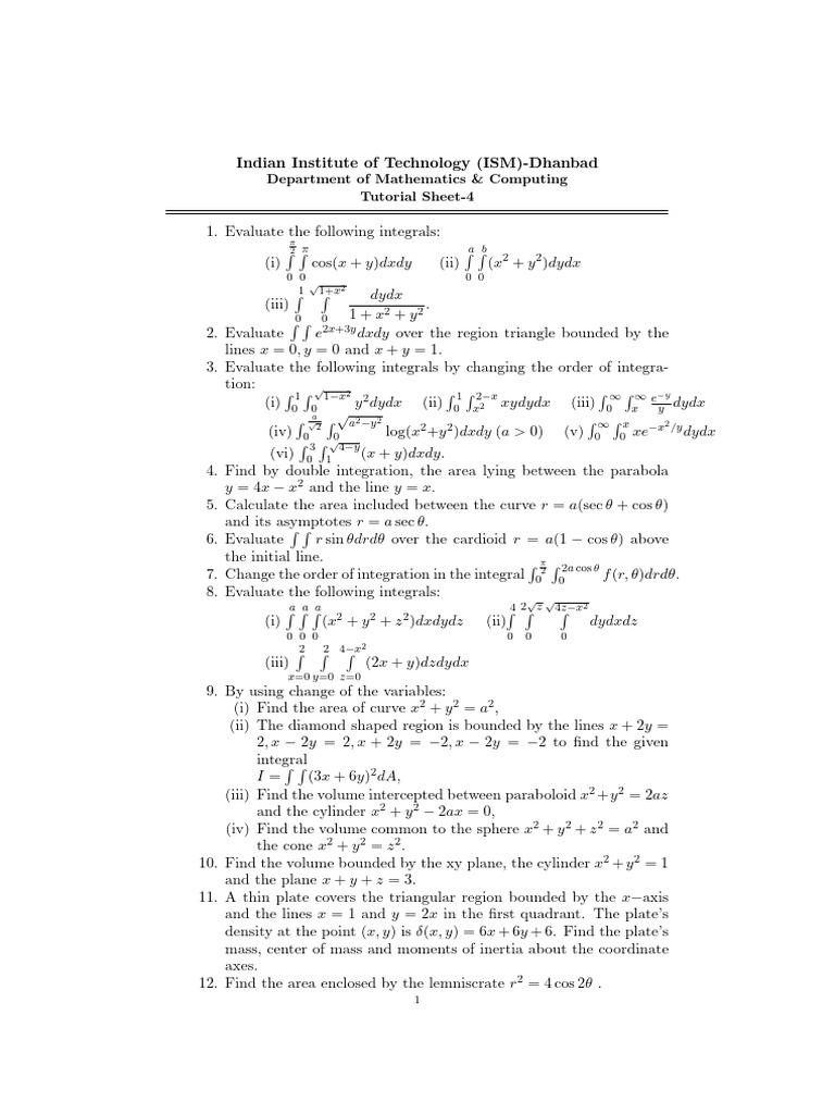 Tutorial Sheet-4 7 | PDF | Area | Geometry