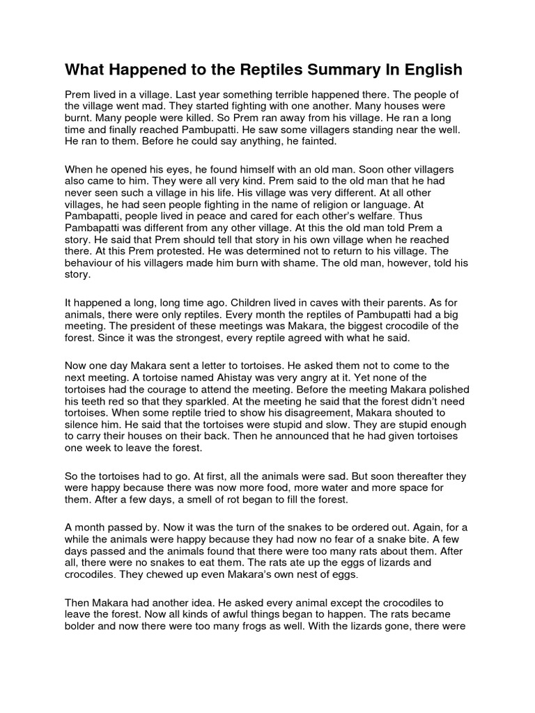 Village Harmony and Reptile Tale | PDF | Reptile