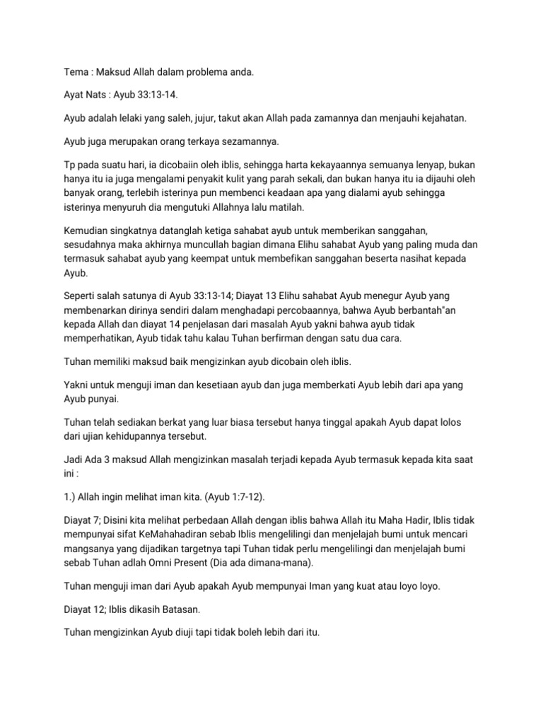 Maksud Allah dalam Ujian Hidup Ayub | PDF | Pengembangan Diri