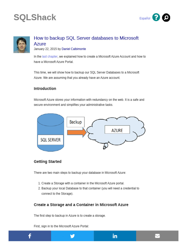 How To Backup Sql Server Databases To Microsoft Azure Pdf Microsoft Azure Databases