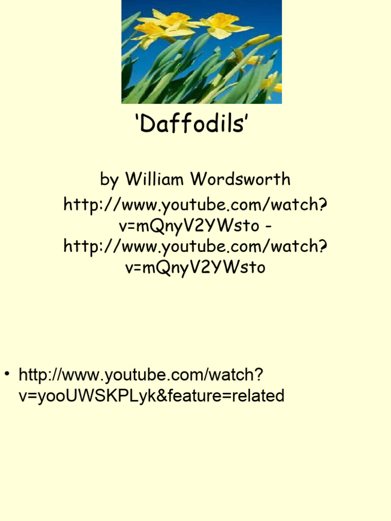 William Wordsworth's Daffodils Poem Analysis | PDF | Poetry