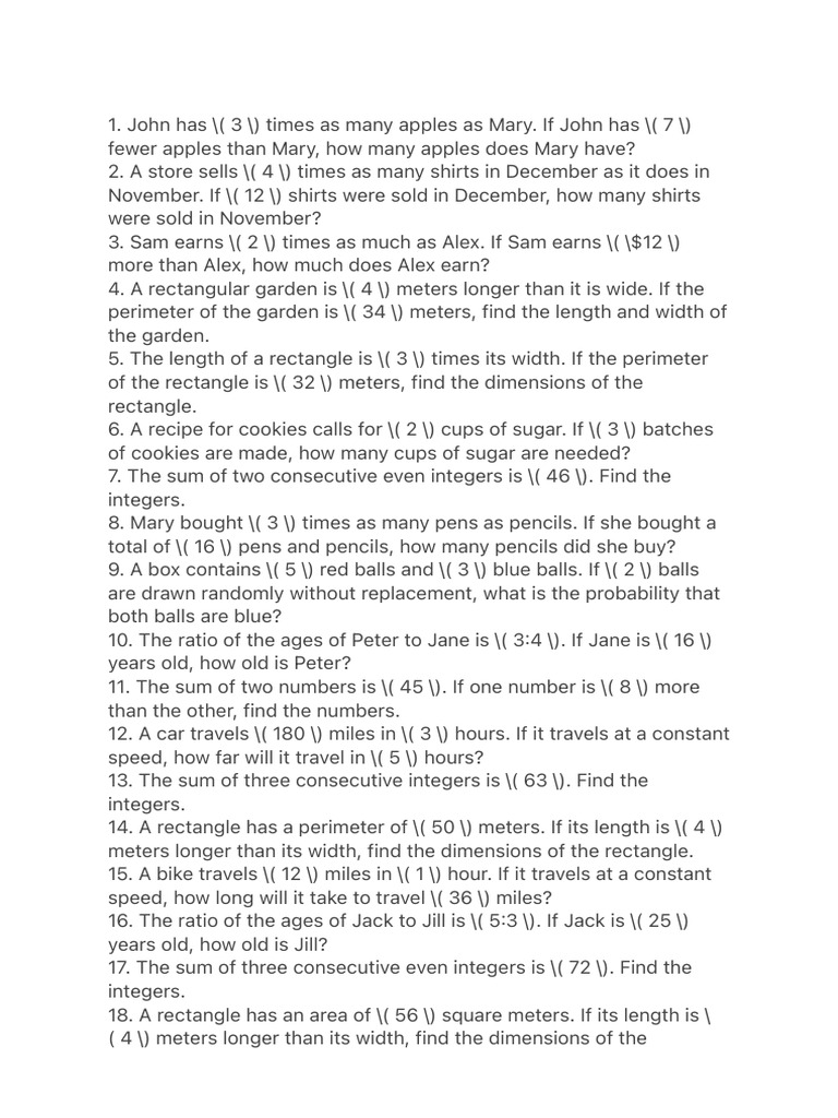 Algebraic Questions Simple | PDF | Length | Geometry