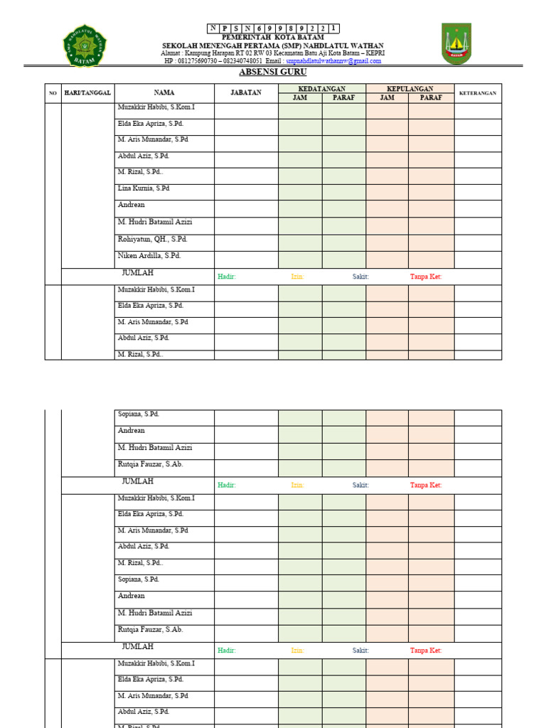 Absensi Guru | PDF | Kesehatan Holistik | Agama & Spiritualitas