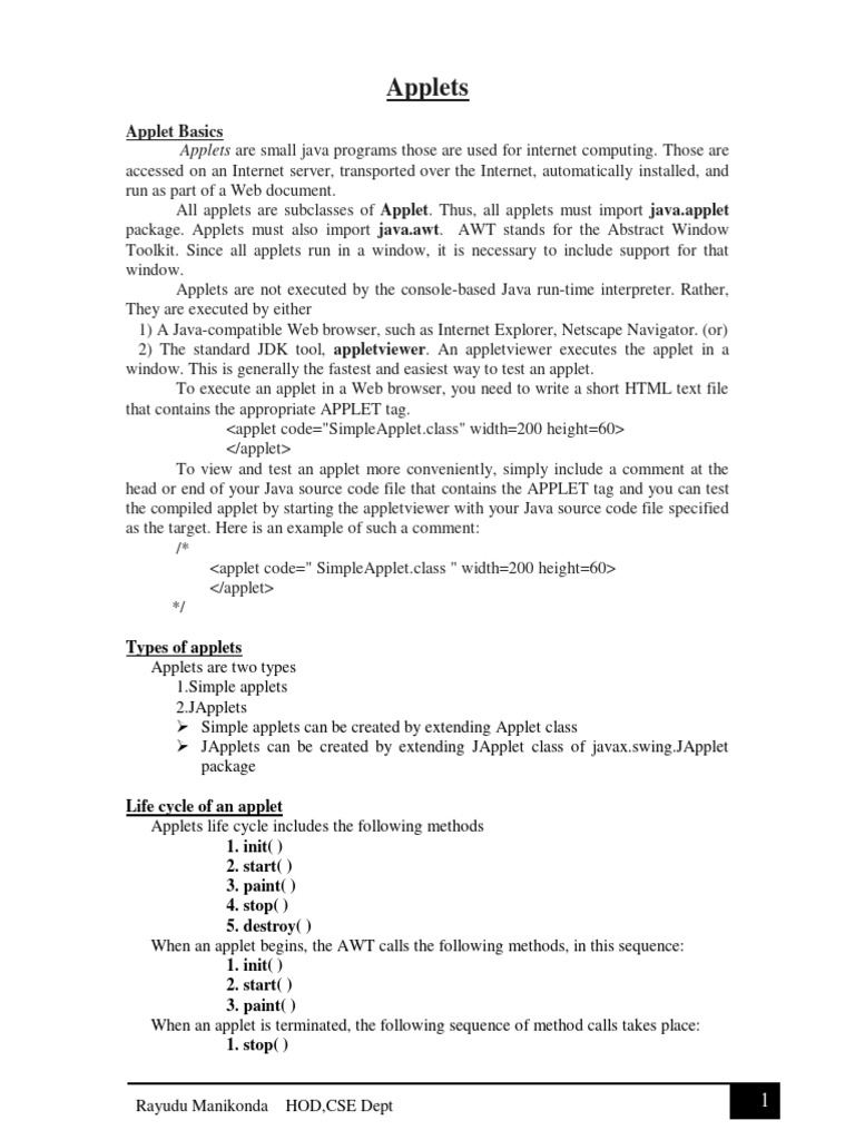 Applets | PDF | Typefaces | Computer Programming