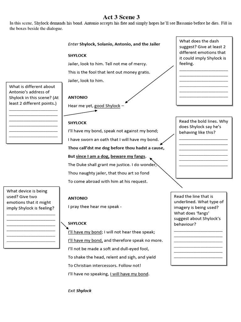 MOV - Act 3, Scene 3 Worksheet | PDF