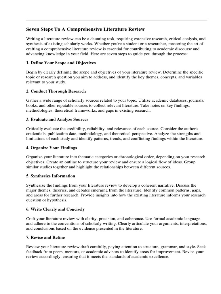 Seven Steps To A Comprehensive Literature Review | PDF | Literature ... Seven Steps To A Comprehensive Literature Review | PDF | Literature ...