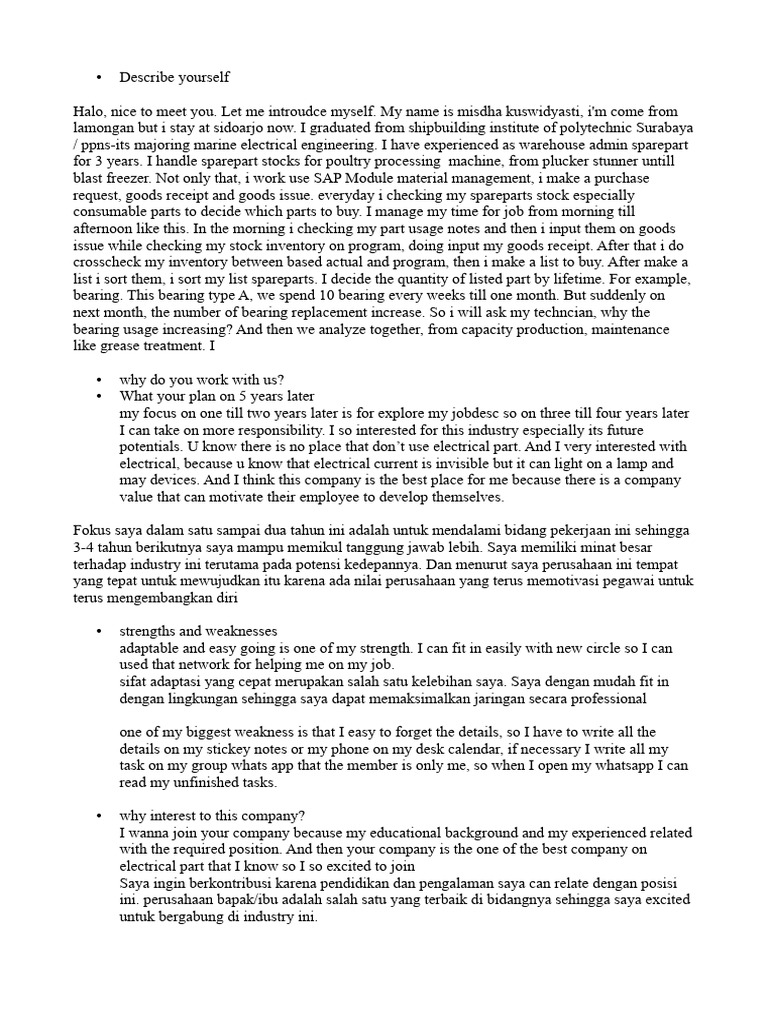 Draft Interview | PDF | Business | Supply Chain Management