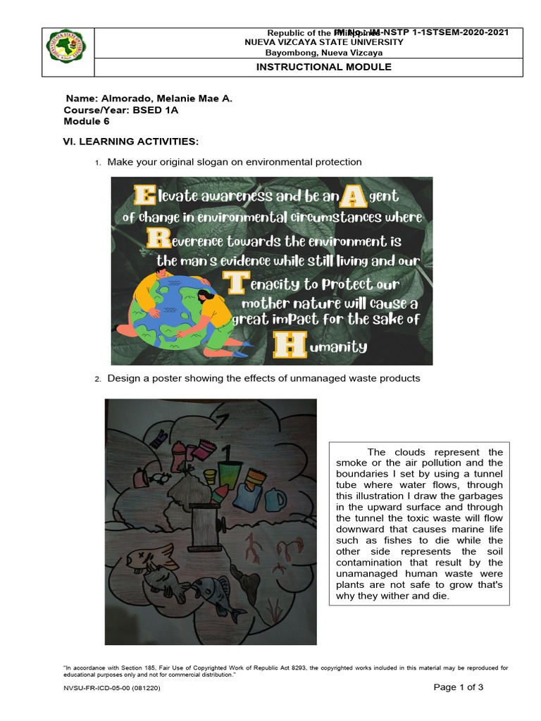 Nstp1 Module-6 Answer | PDF | Waste | Atmosphere Of Earth