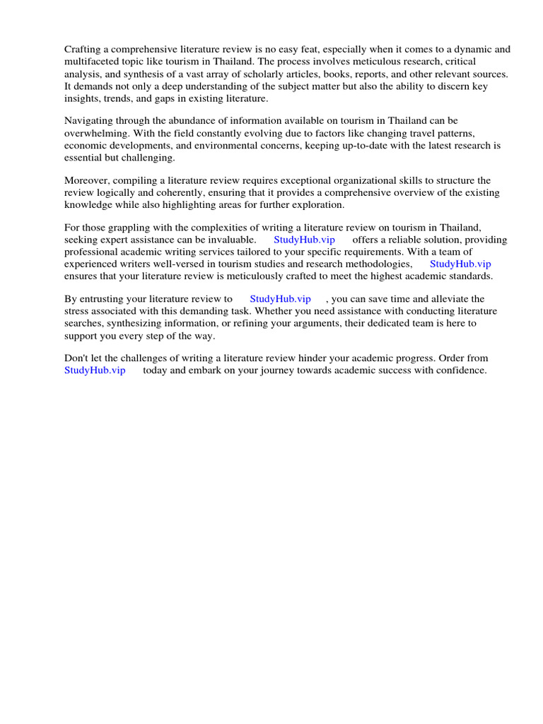 Literature Review of Tourism in Thailand | PDF | Tourism | Thailand