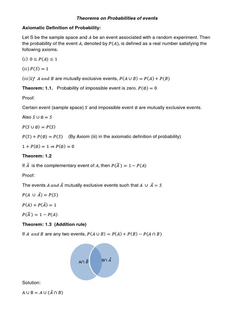 5 Theorems On Probability of Events | PDF | Theorem | Axiom