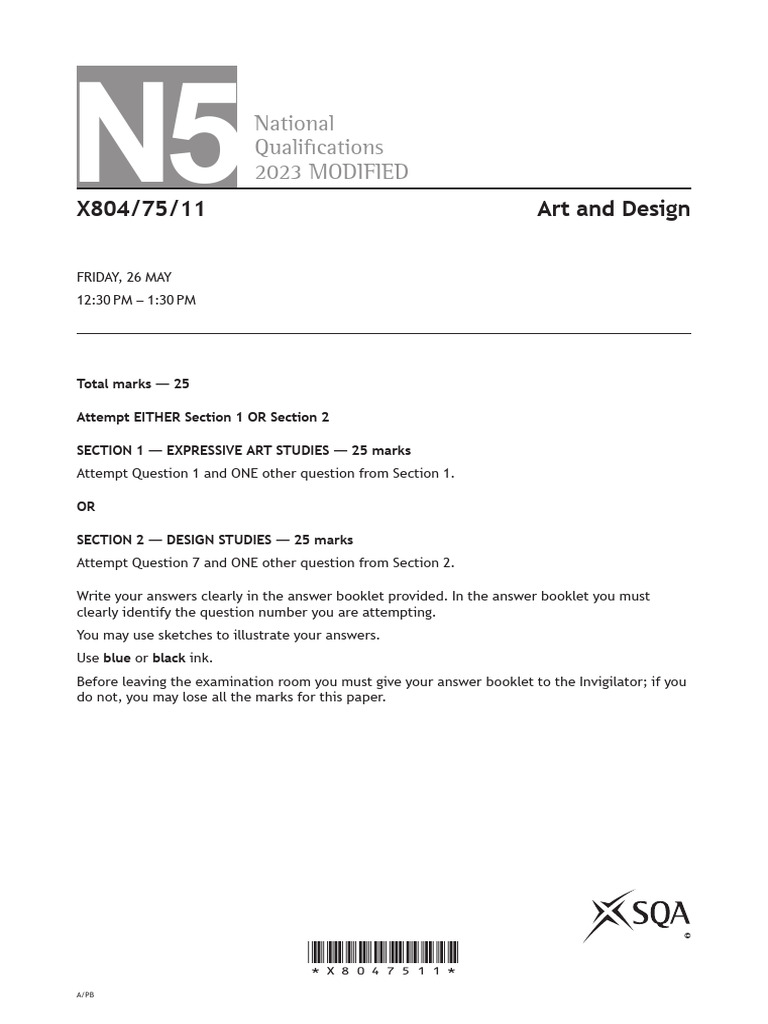 N5 Art-and-Design QP 2023 | PDF | Paintings | The Arts