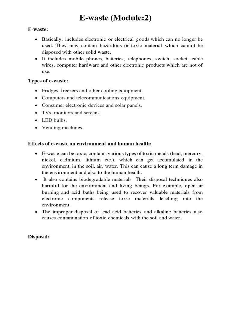 E Waste | PDF | Electronic Waste | Landfill