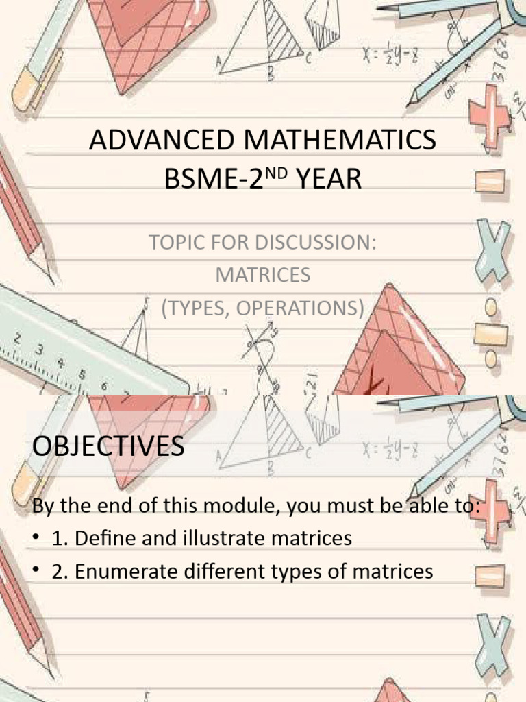 AdMath 1. Matrix 1 | PDF | Matrix (Mathematics) | Multiplication