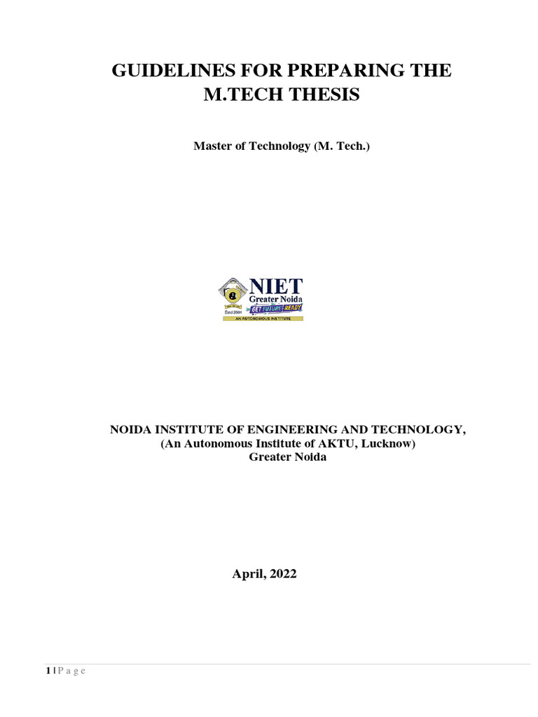 Guidelines For Preparing The M.tech Thesis | PDF | Thesis | Cognitive Radio