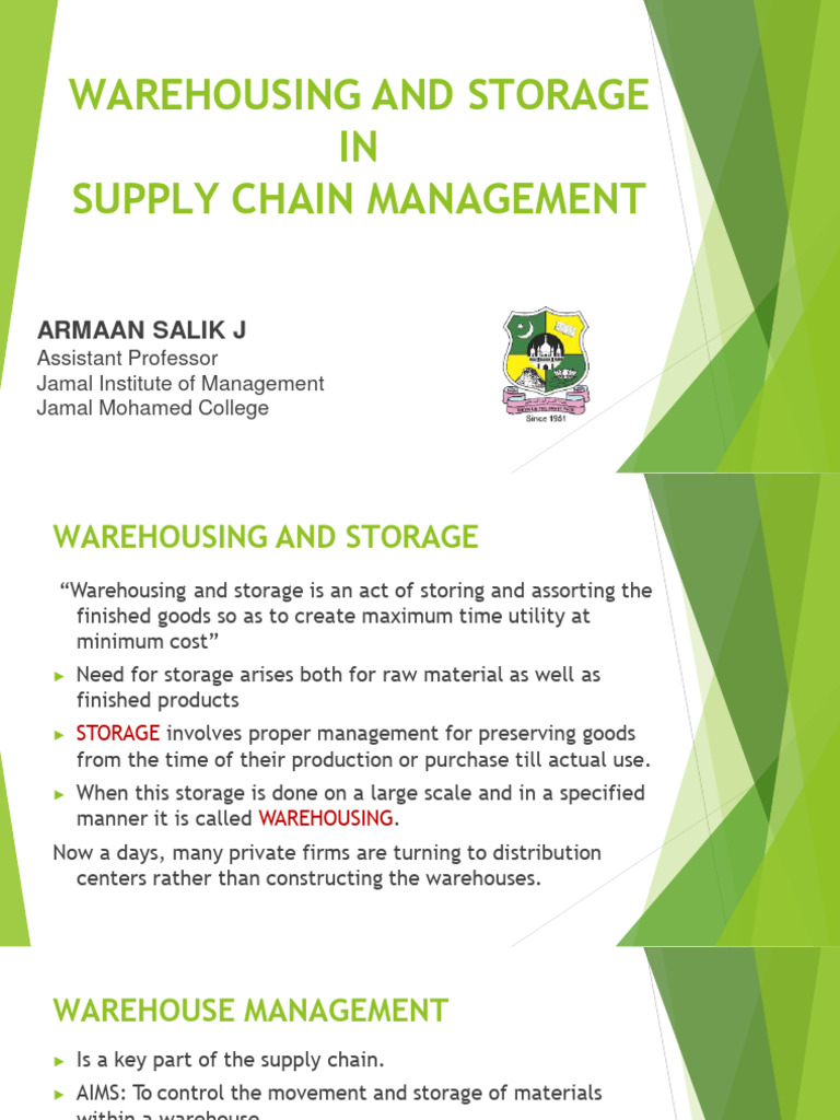 Warehousing and Storage in Supply Chain | PDF | Warehouse | Inventory