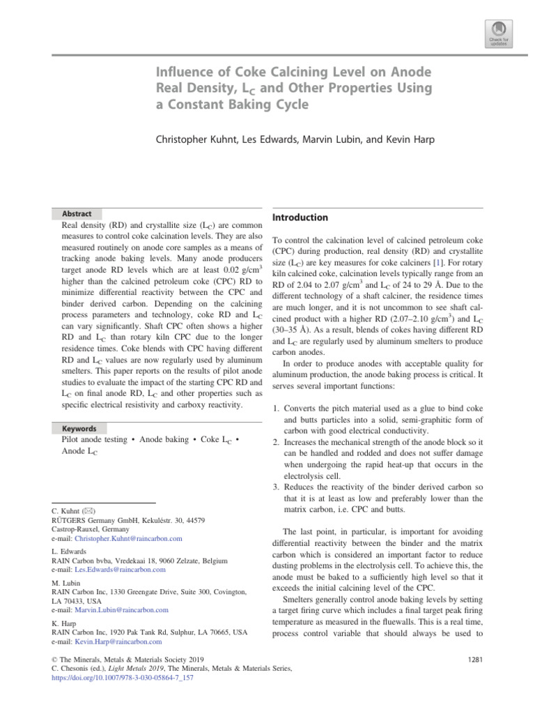 Anode Density & Coke Calcining Impact | PDF | Materials | Physical Sciences