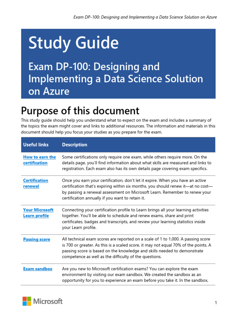 DP-100 Exam Study Guide Overview | PDF | Machine Learning | Microsoft Azure