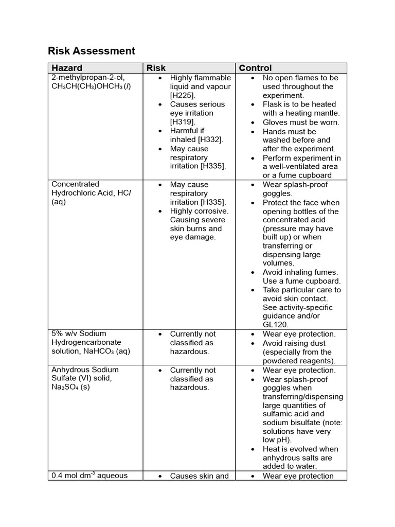 Risk Assessment | PDF | Nitric Acid | Acid