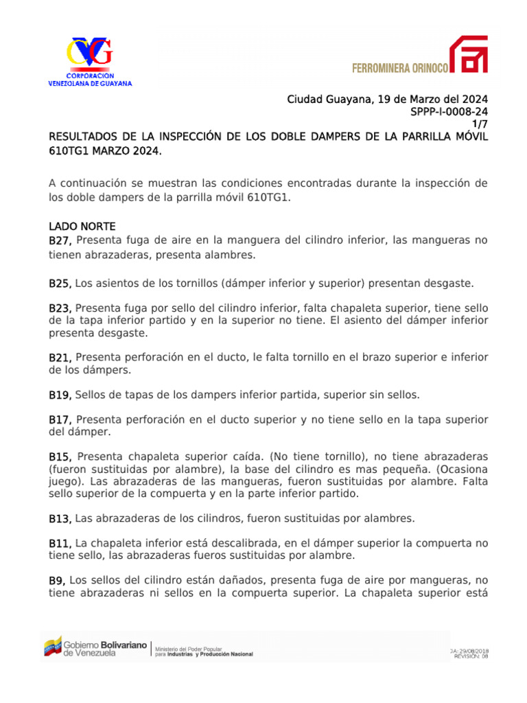 SPPP-I-0009-24 Inspección Doble Dampers-1 | PDF | Bienes manufacturados ...