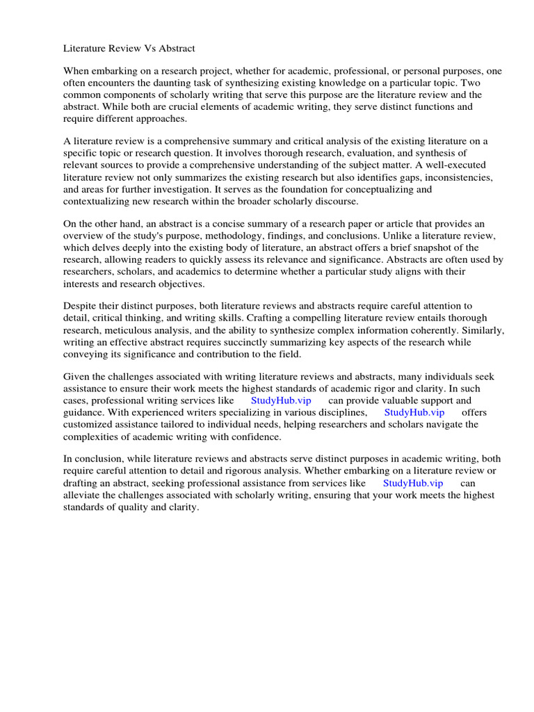 Literature Review Vs Abstract | PDF | Literature Review | Methodology Literature Review Vs Abstract | PDF | Literature Review | Methodology